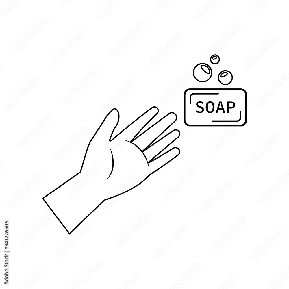 Hash your hands soap symbol. Hand hygiene from bacteria and virus ...