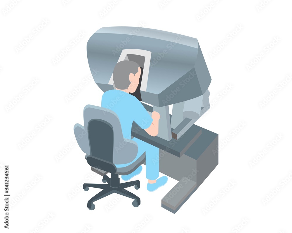 Robotic surgery or computer assisted operation concept. Liver Operation ...