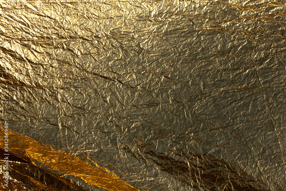 Texture of a thin crumpled sheet of foil. Crumpled foil background ...