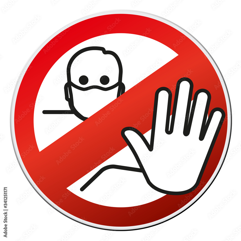 Verbotsschild mit Hand und Piktogramm Maske Stock Vector | Adobe Stock