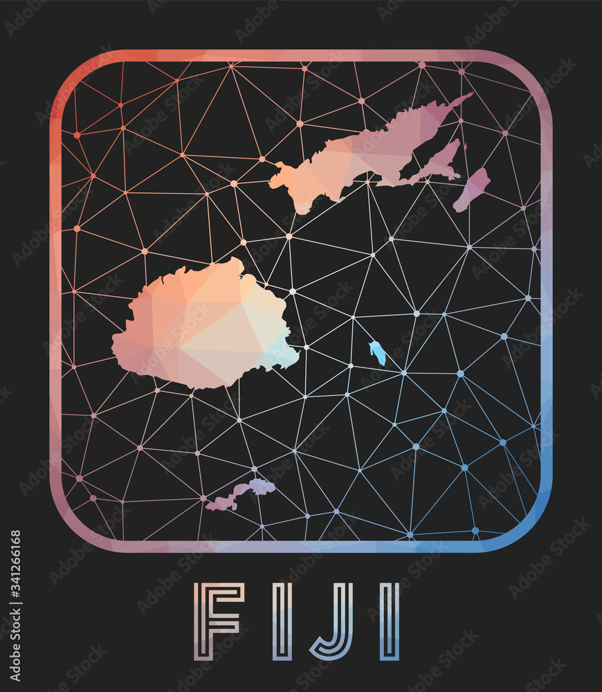 Fiji map design. Vector low poly map of the country. Fiji icon in ...