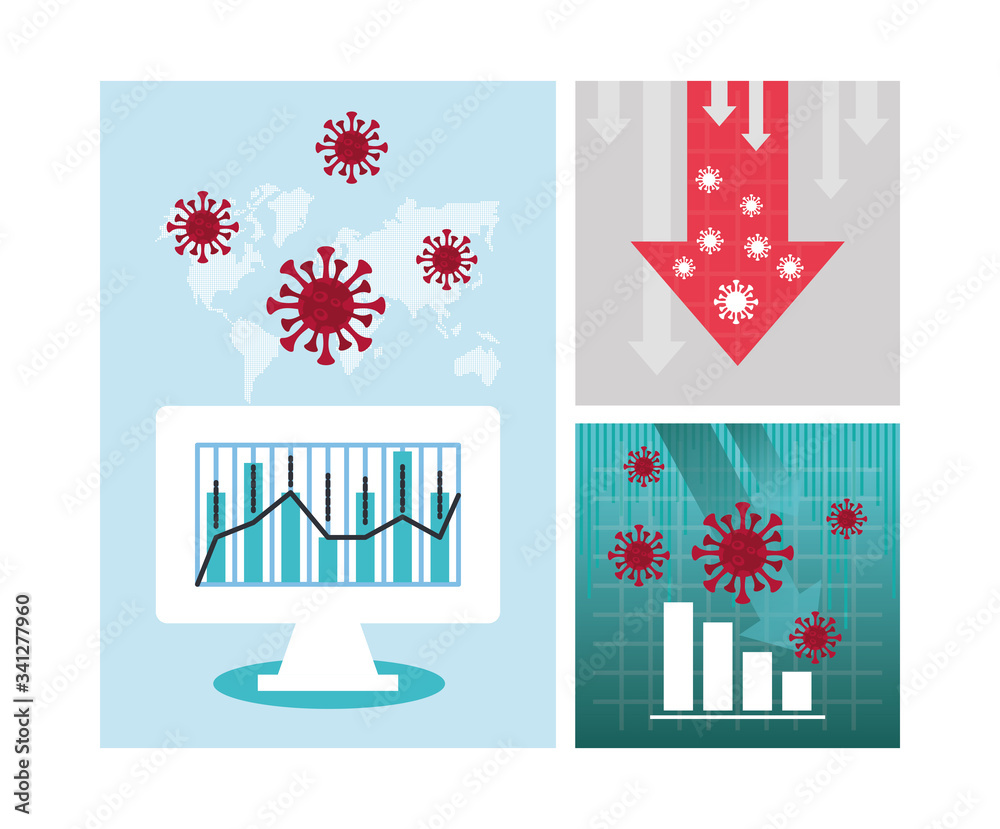 economy and covid19 statistics infographics Stock Vector | Adobe Stock