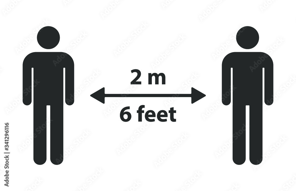 Keep distance sign icon. Coronavirus pandemic protective equipment ...