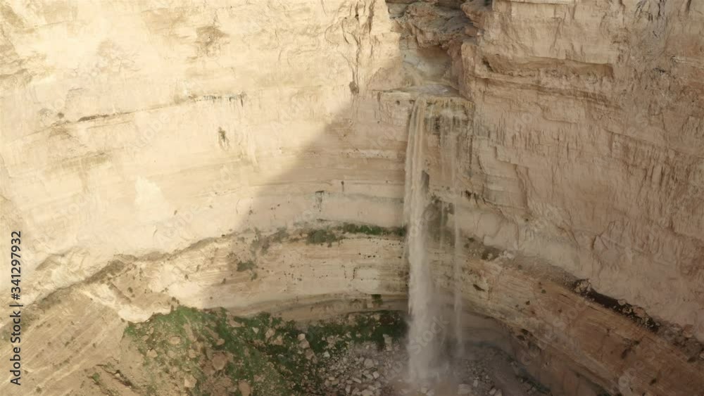 Flash Flood in the desert Waterfall- Aerial Footage Swifts flying ...