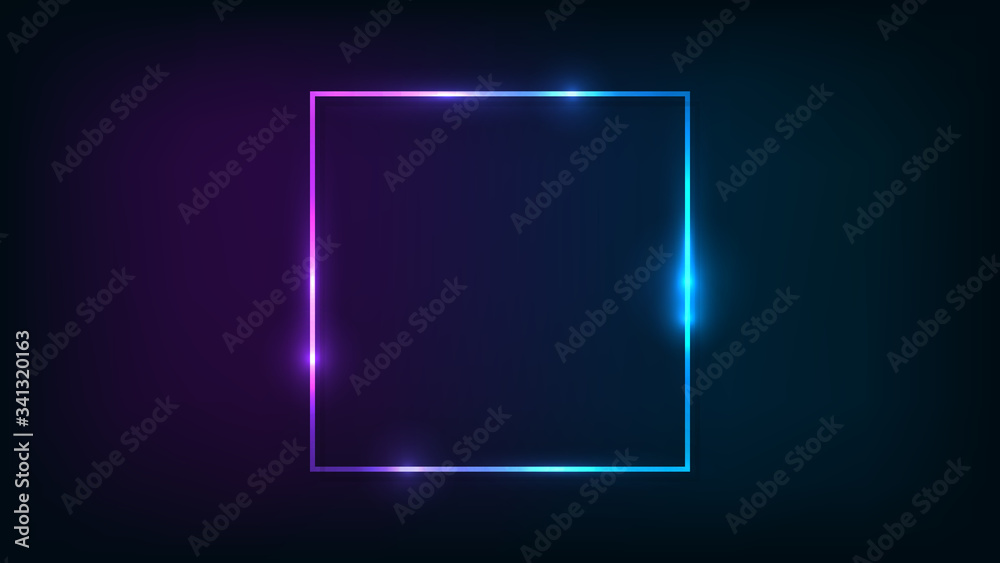 Neon square frame with shining effects Stock Vector | Adobe Stock