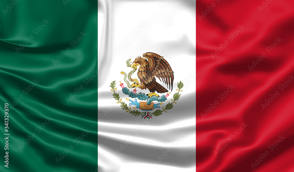 Realistic flag. Mexico flag blowing in the wind. Background silk ...