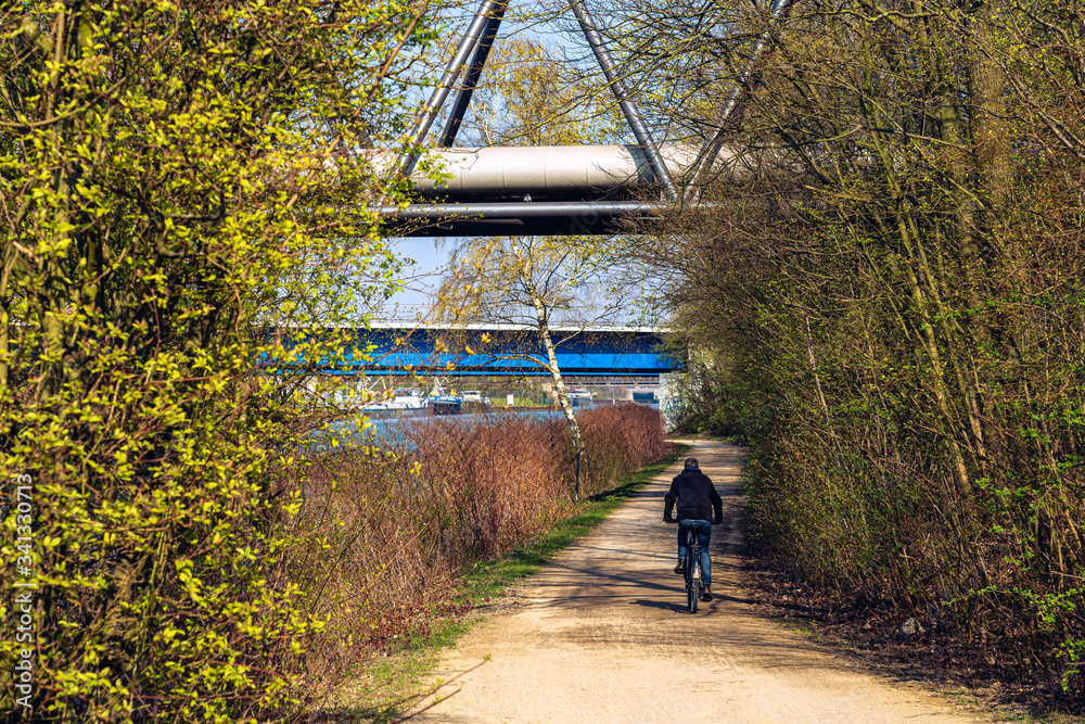 canal bike ride bike path nature Stock Photo | Adobe Stock