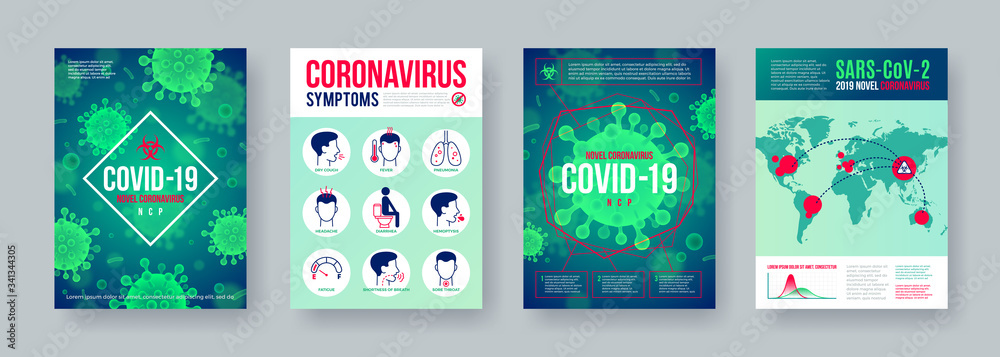 Coronavirus poster set with infographics elements. Novel coronavirus ...