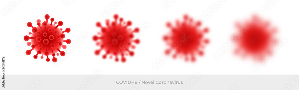 Red Coronavirus symbol. Virus symbol isolated and blurred on white ...