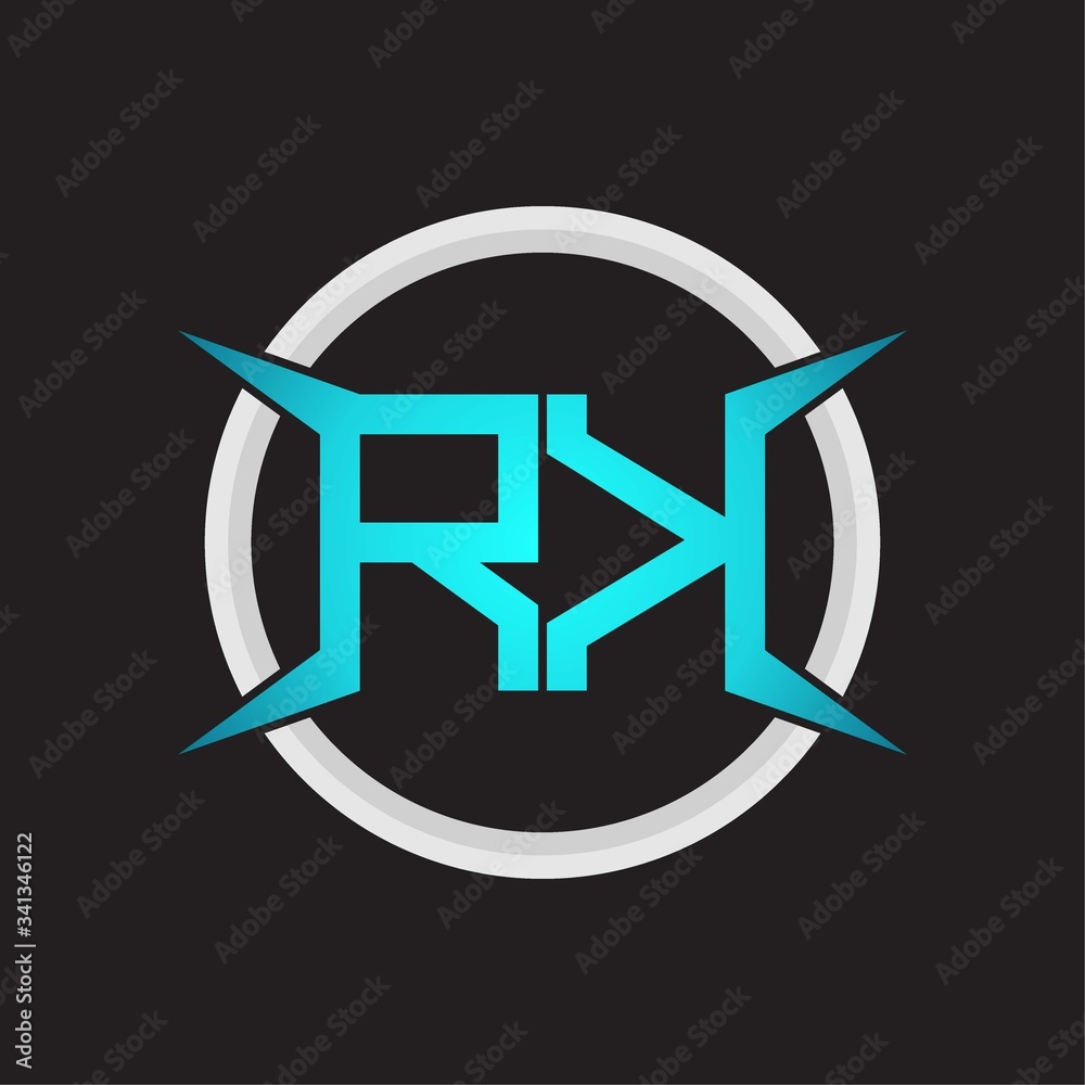 RK Logo monogram with circle and four taper shape design template Stock ...