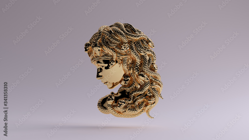 Gold Shiny Medusa 3d illustration 3d render Stock Illustration | Adobe ...