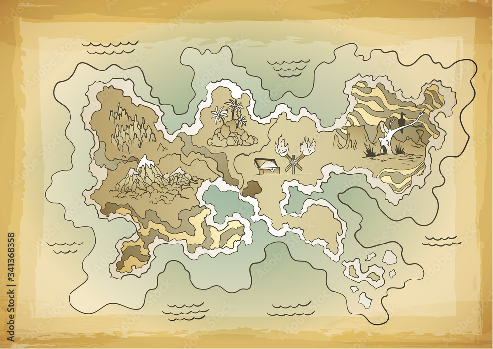 Retro styled treasure map. Vector design for app game user interface ...