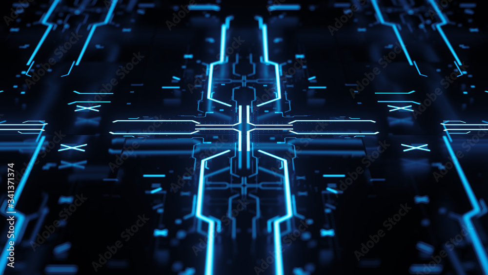 3d render abstract complex technology background with a lot of graphic ...