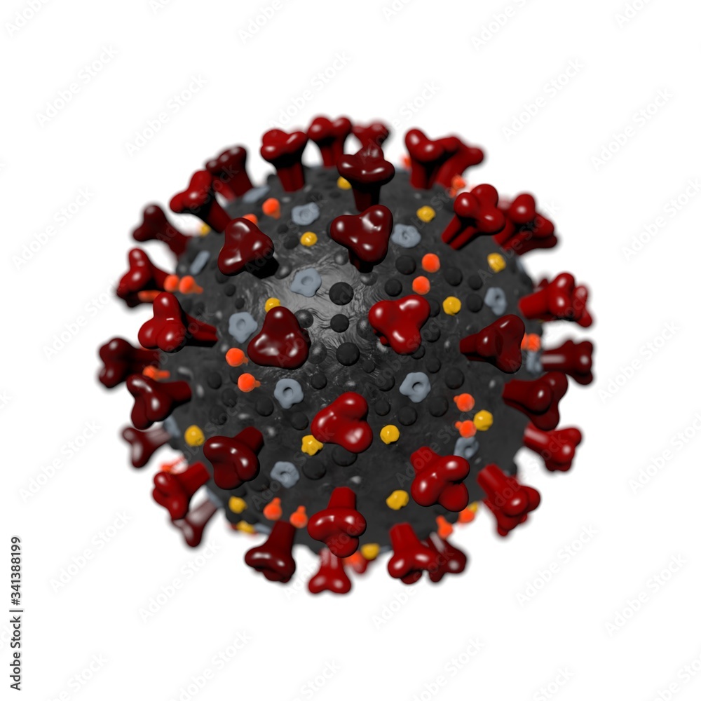 COVID-19 coronavirus 3d image. Abstract electron microscopic imge of ...