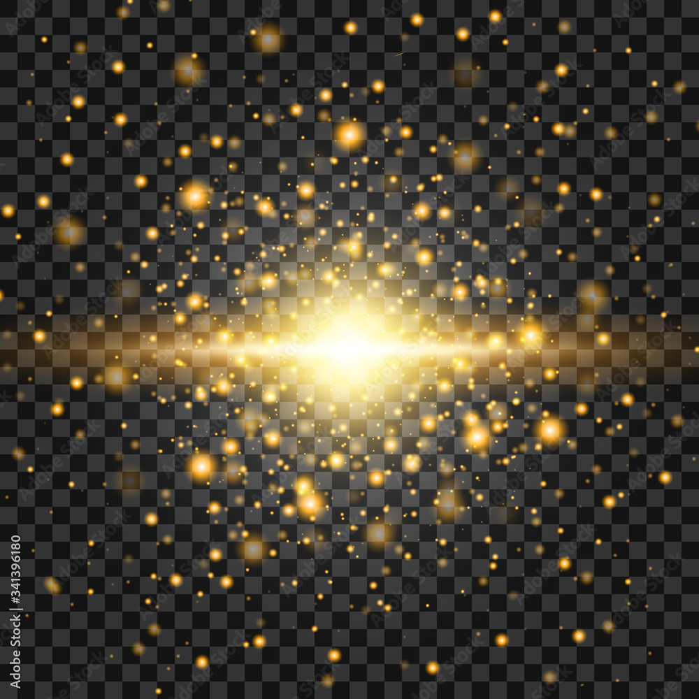 Light effects on a transparent background. Shine gradient glitter ...