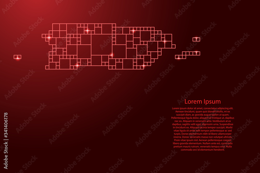 Puerto Rico map from red pattern from a grid of squares of different ...