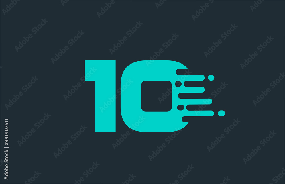10 ten blue number logo icon with line design for company and business ...