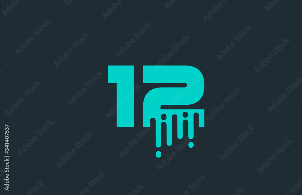 12 blue number logo icon with line design for company and business ...