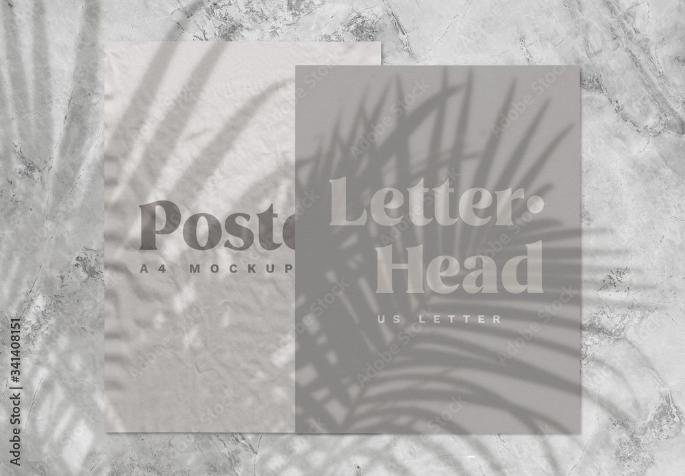 Two Posters on Fabric Background Mockup with Shadow Overlay Elements ...