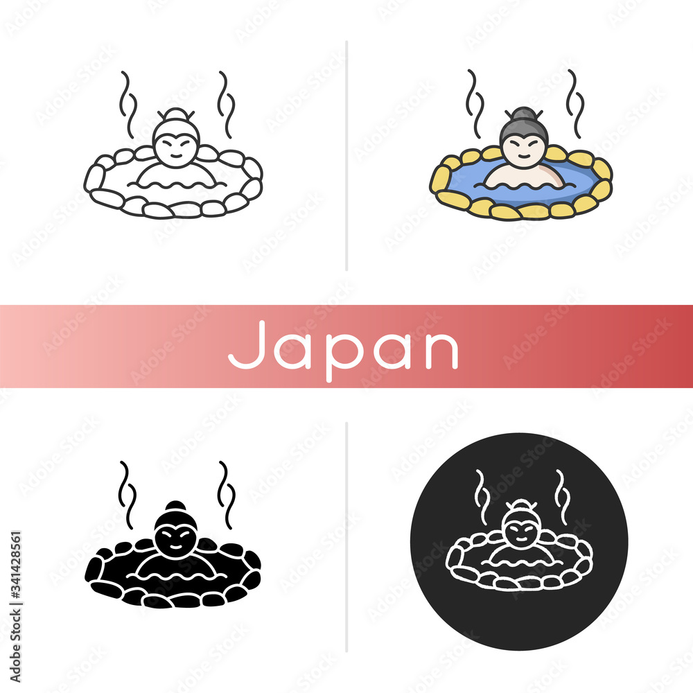 Hot spring icon. Japanese onsen. Spa resort for recreation. Warm ...