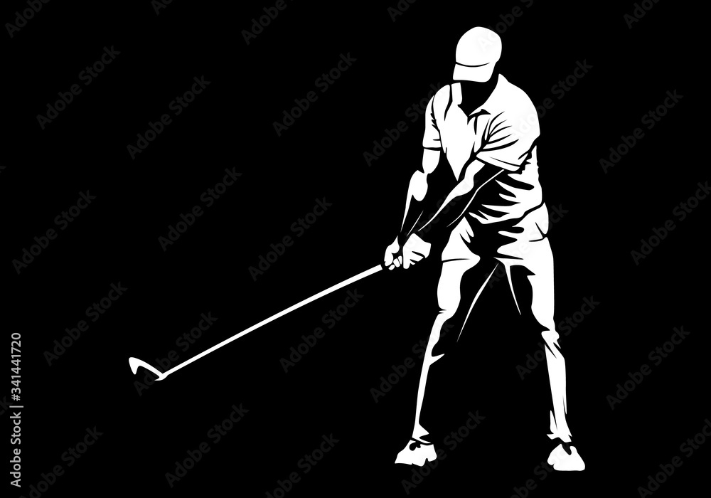 Golf player. Golf cap. Abstract isolated vector silhouette. Iink ...