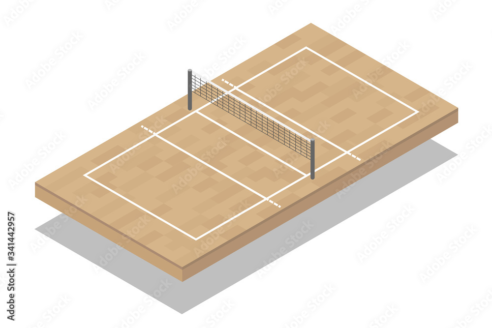 Volleyball court isometric. - Sport court for infographic. - Vector ...