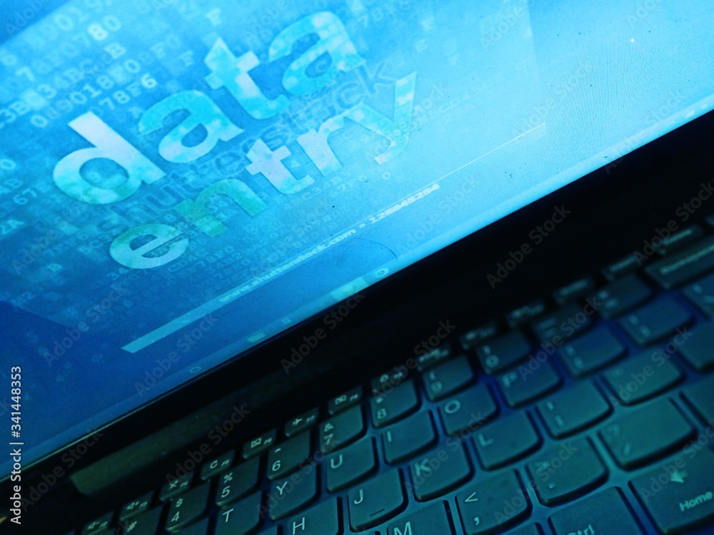 credit card on laptop laptop data entry Stock Photo | Adobe Stock