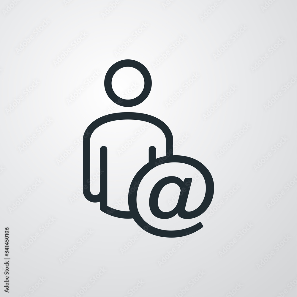 Simbolo correo electrónico. Icono plano lineal hombre con arroba en ...