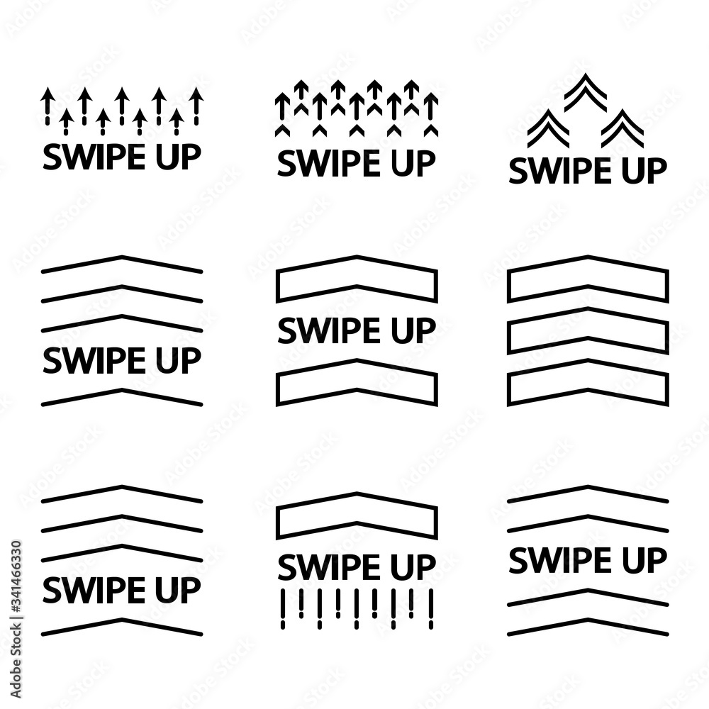 Swipe up. Set of buttons for social media. Set of vector swipe up icons isolated on white ...