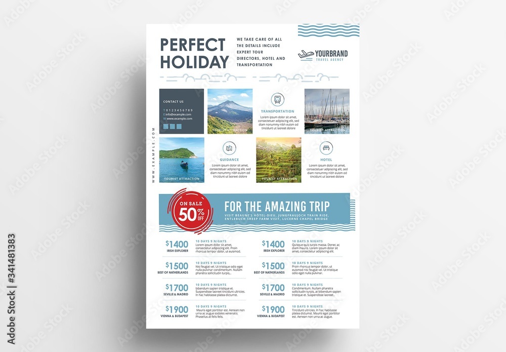 Travel Company Poster Advertisement Layout Stock Template | Adobe Stock