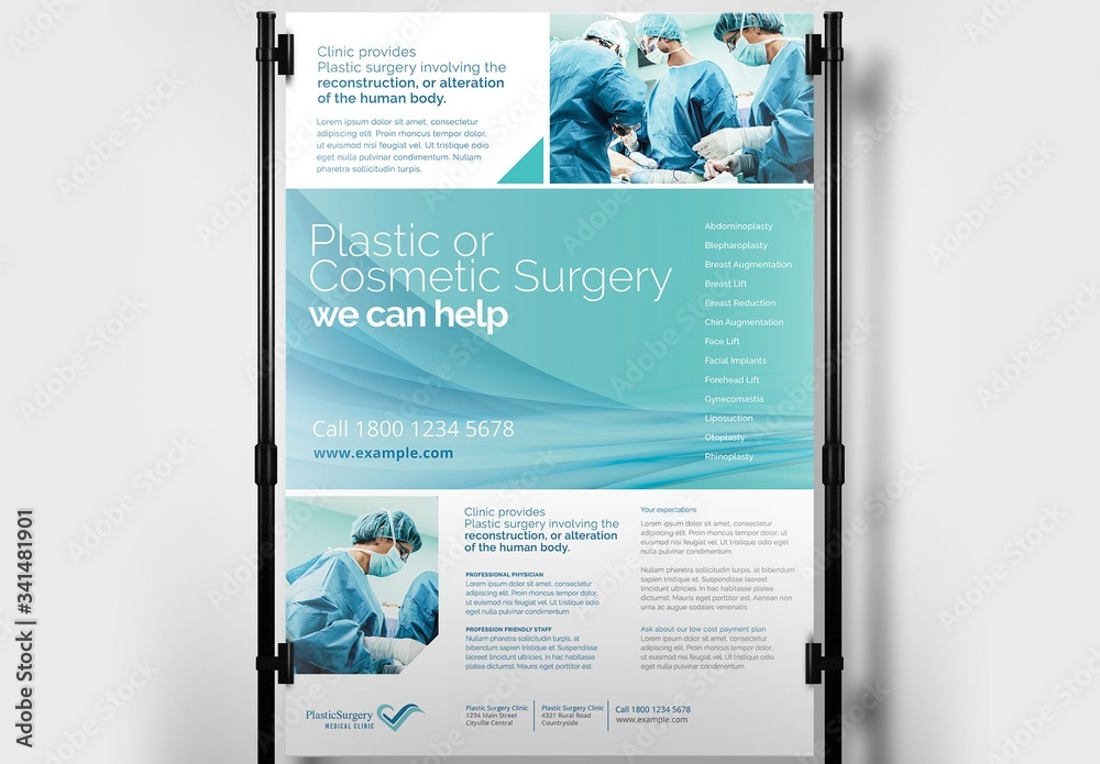 Hospital Medical Poster Banner Layout with Surgical Theme Stock ...