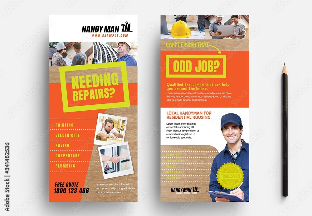 Contractor Rack Card Layout Stock Template | Adobe Stock