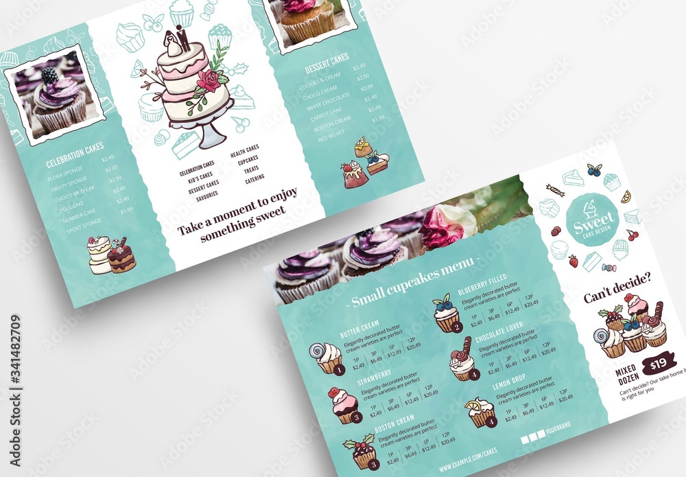 Cake Baker Flyer Layout with Cupcake Illustrations Stock Template ...