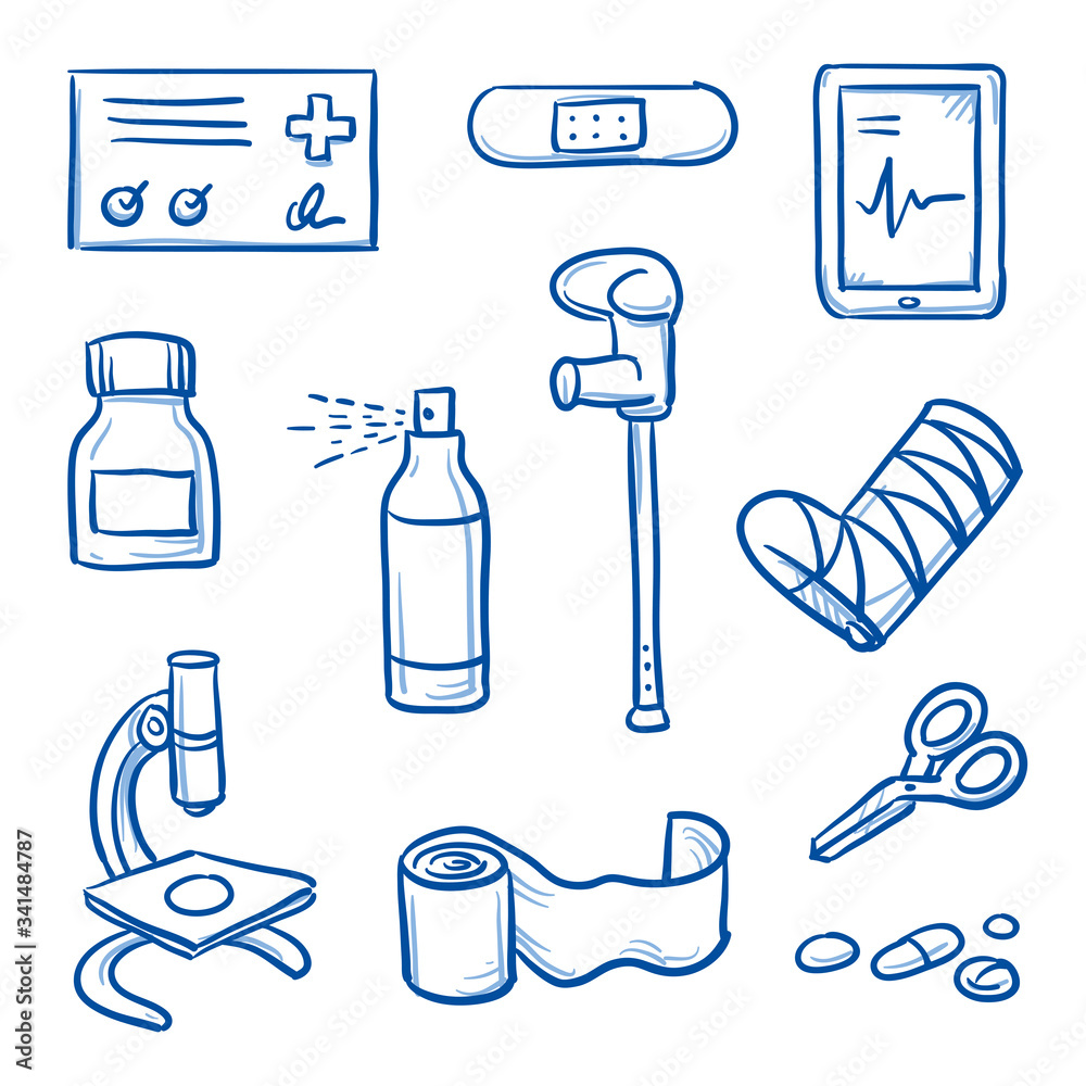 Set of different medical icons of wound care and treatments for medical ...