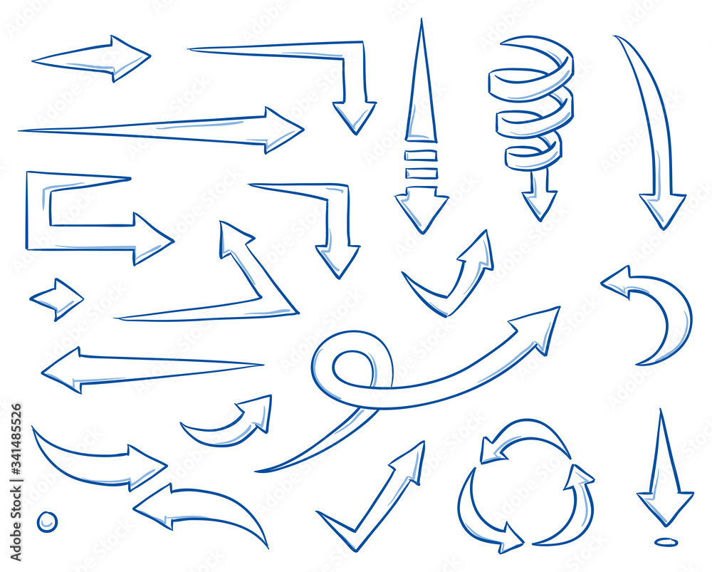 Set of different straight and curved arrows for work flow charts, video ...