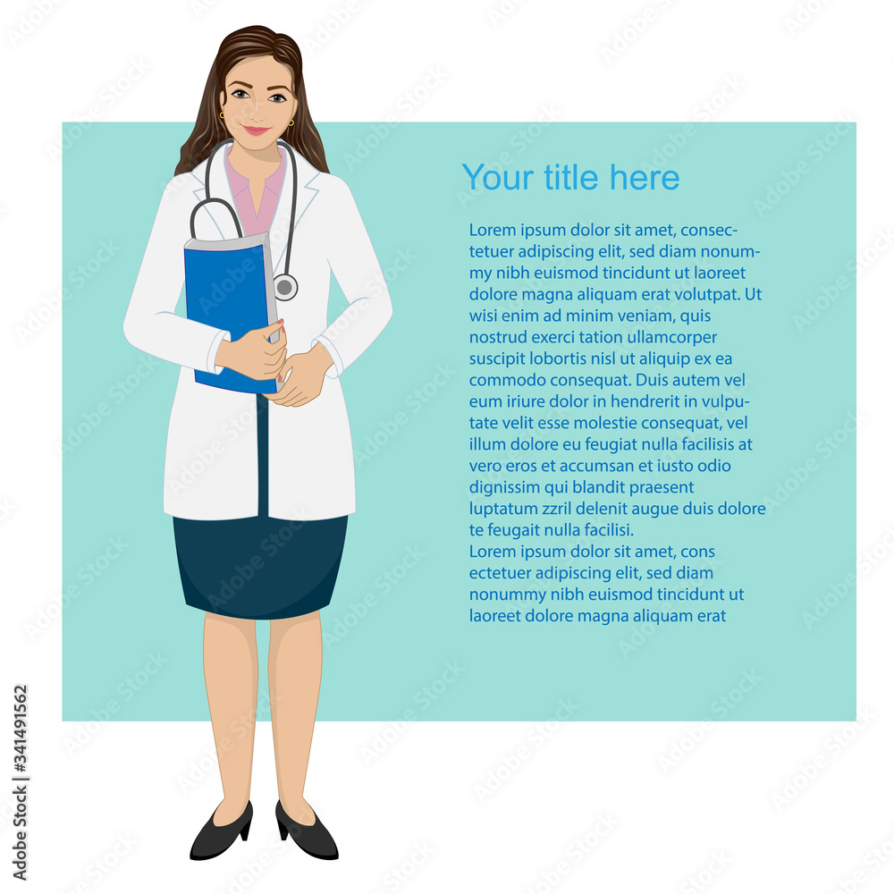 Vector illustration of a female doctor with the place for custom ...