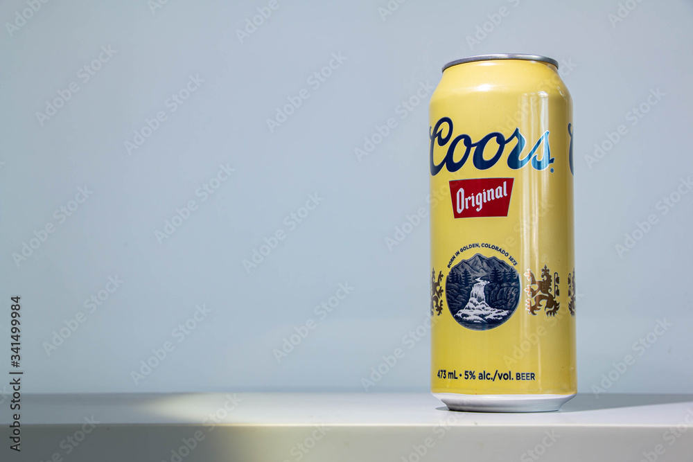 A can of Coors Banquet, a classic lager beer. The Canadian version ...