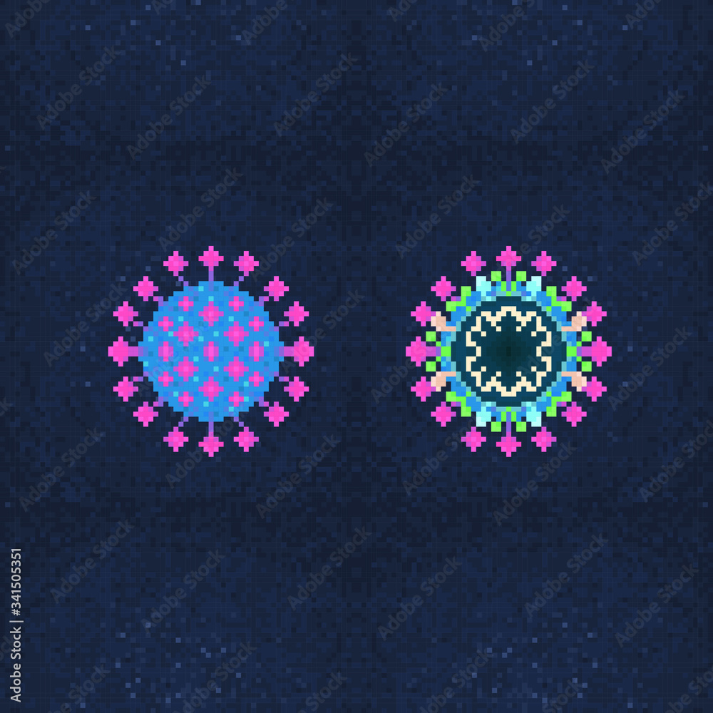 Pixel art coronavirus covid-19 vector de Stock | Adobe Stock