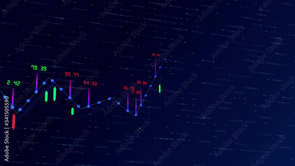 growing financial graph and data showing profits in green color and ...