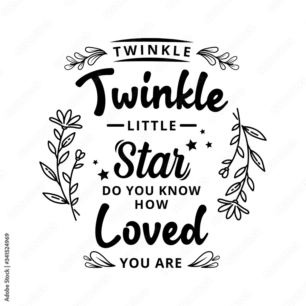 Twinkle twinkle little star - text word Hand drawn Lettering card ...