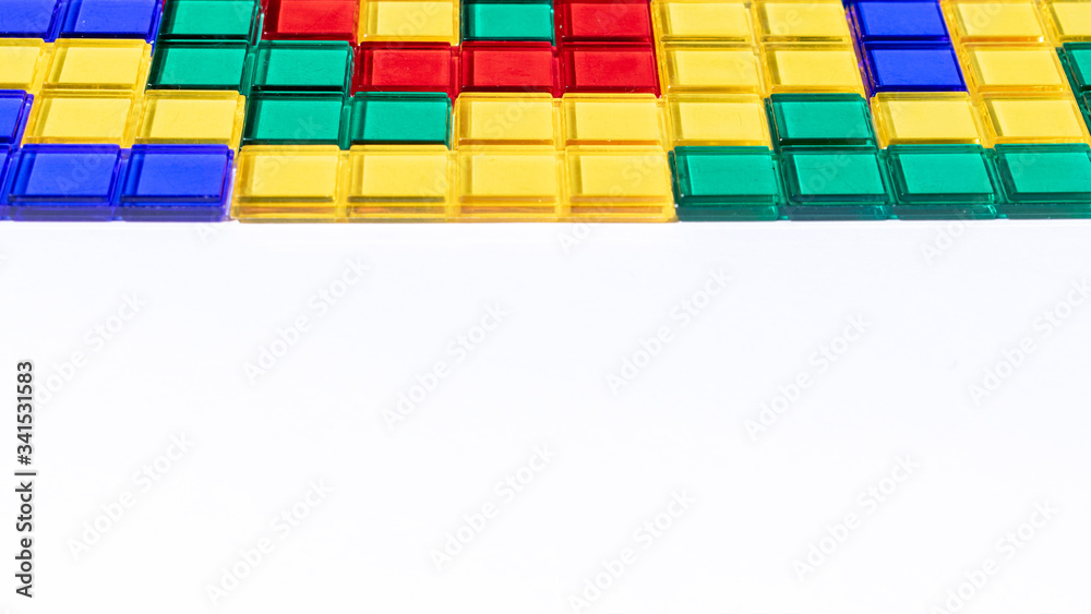 Colorful matching blocks like tetris on white background, high contrast ...