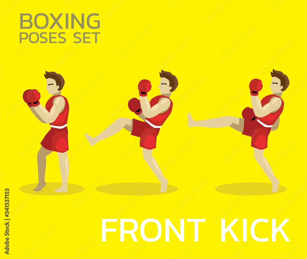 Front Kick Manga Boxing Poses Set Man Cartoon Vector Illustration Stock ...