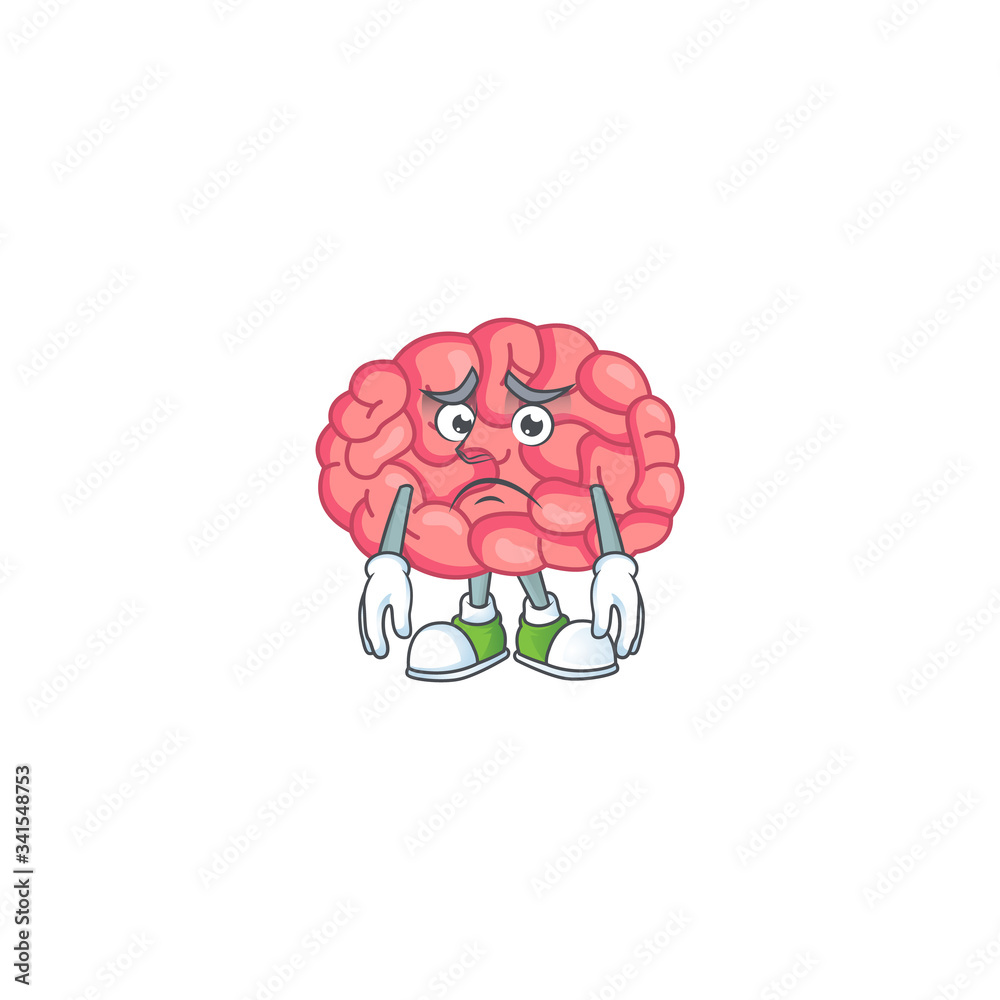 Cartoon picture of brain with worried face Stock Vector | Adobe Stock