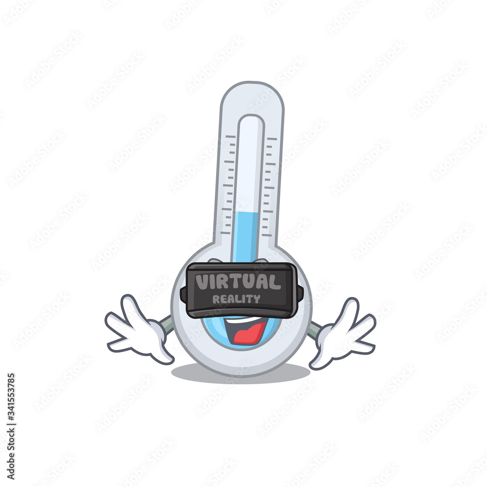 Cartoon design style of cold thermometer with modern Virtual Reality ...