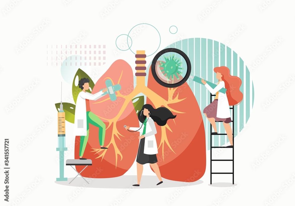 Lung inspection, vector flat style design illustration Stock Vector ...