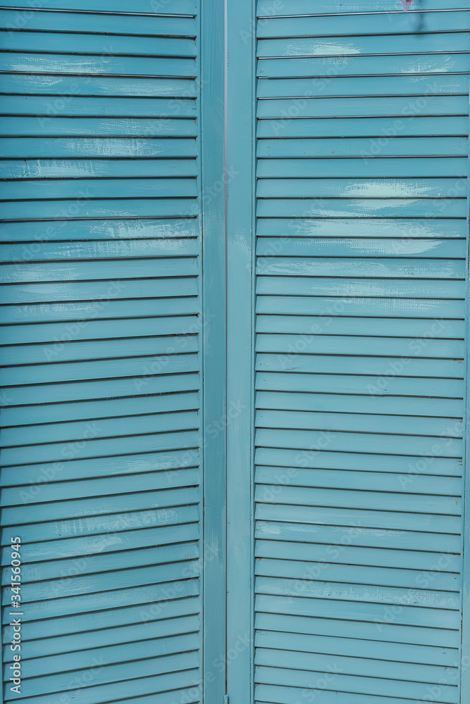 The texture of the battens of a blue wooden slats screen. Casement ...