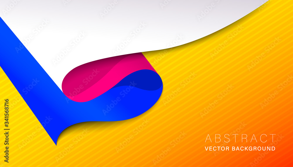abstract vivid color material design background with curled paper ...