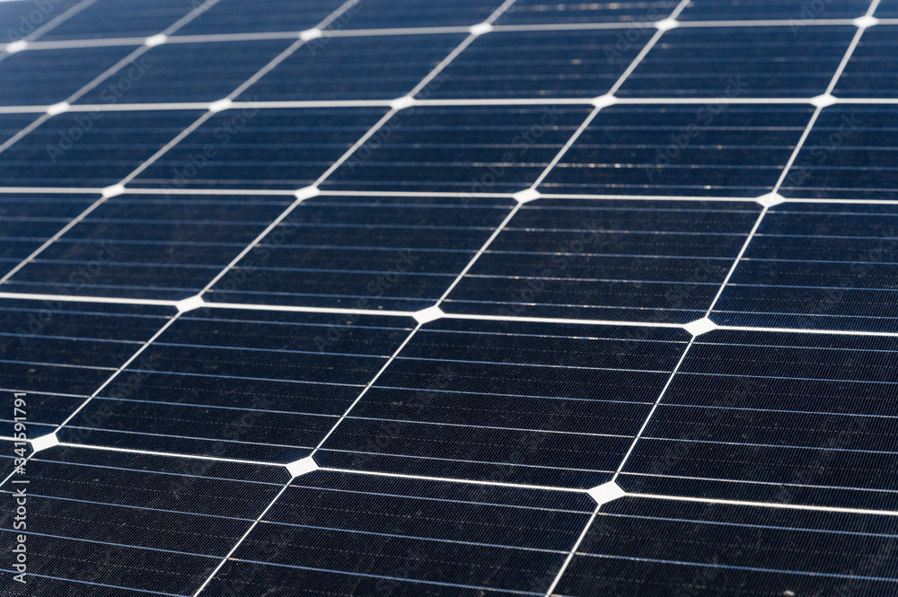 Dusty solar panel boards in detail. Stock Photo | Adobe Stock