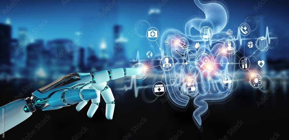 Robot using digital x-ray of human intestine holographic scan ...