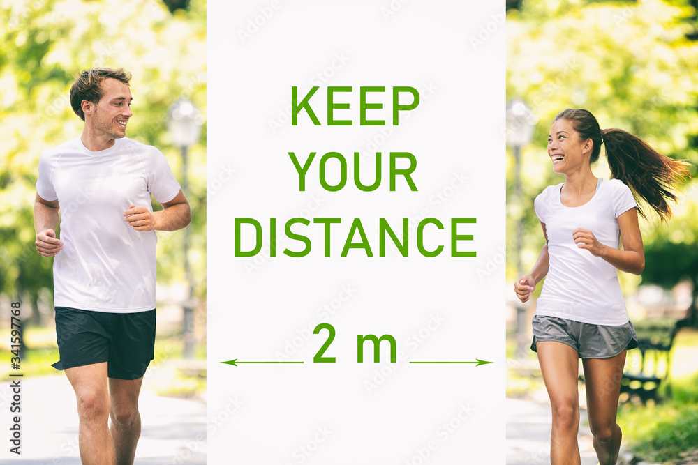 KEEP YOUR DISTANCE Covid-19 two meters warning for social distancing ...